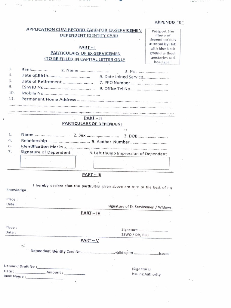 Ex-Servicemen Dependent ID Card Application | PDF | Identity Document ...