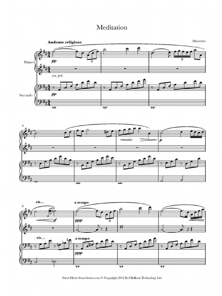 Massenet-Meditation-from-Thais-Piano-Duet | PDF