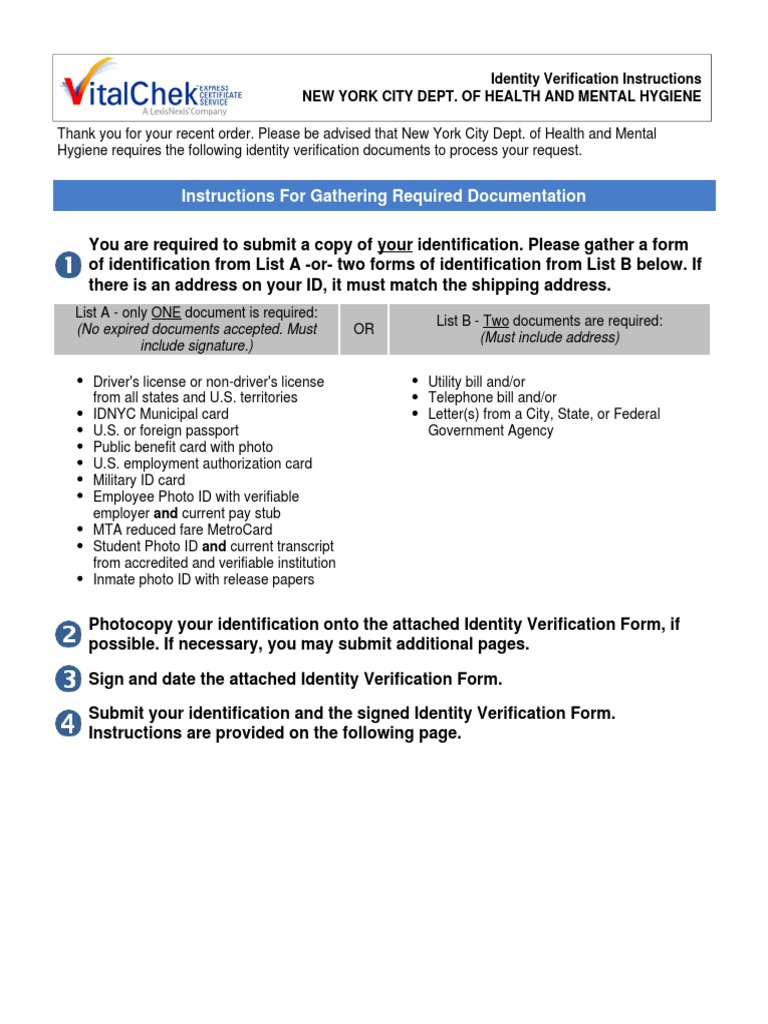 Instructions For Gathering Required Documentation | PDF | Identity ...