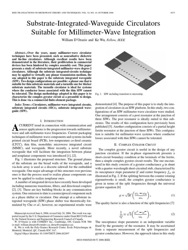 Substrate-Integrated-Waveguide Circulators Suitable For Millimeter-Wave ...