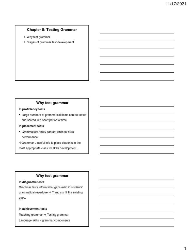 Chapter 8: Testing Grammar: in Proficiency Tests | PDF | Grammar ...
