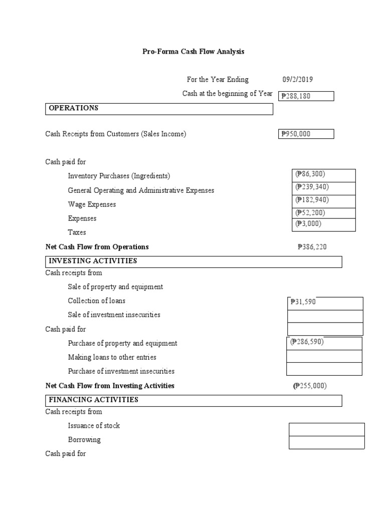 Pro Forma Cash Flow Analysis Pdf Loans Stocks