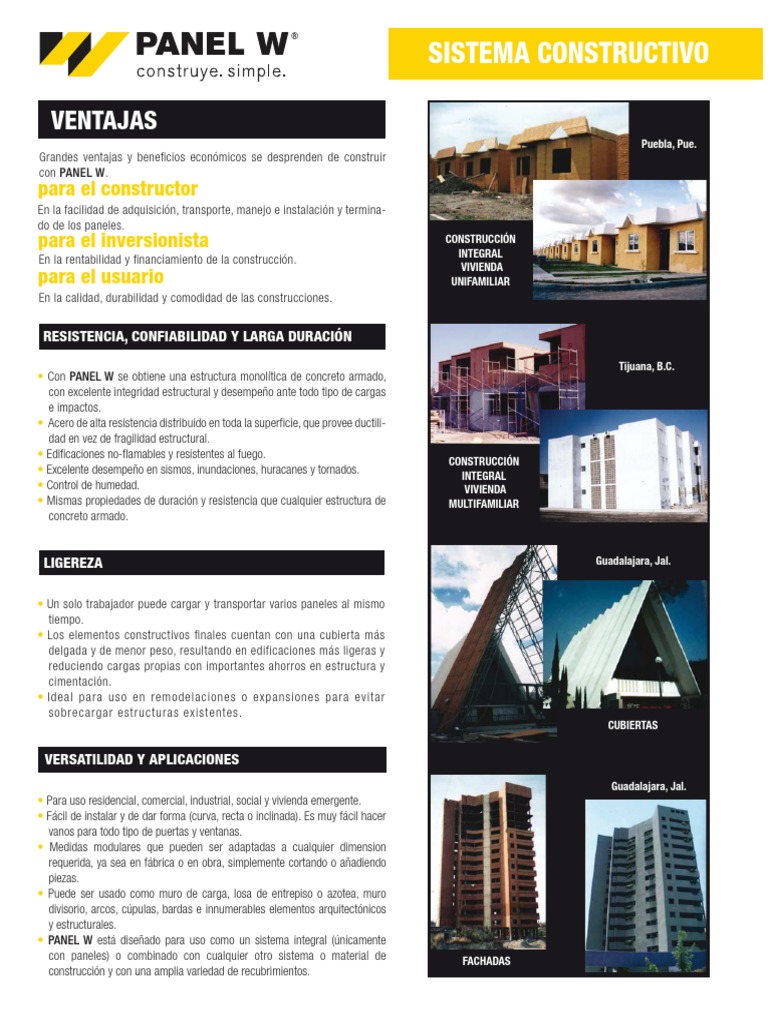 Ventajas Sistema Constructivo Panel W | PDF | Hormigón | Uso eficiente ...