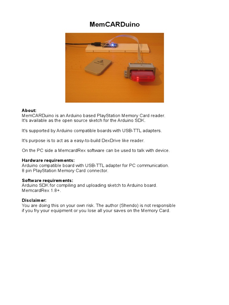 Arduino PS Memory Card Reader Guide | PDF | Games & Activities