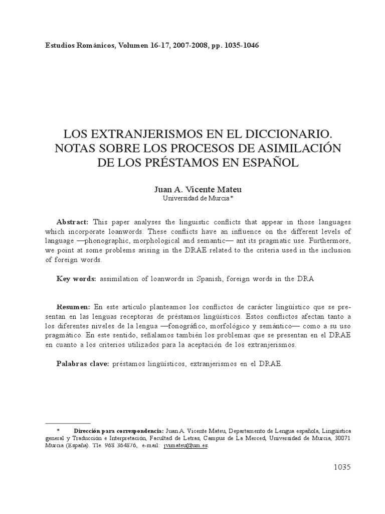 Los Extranjerismos en El Diccionario | PDF | Blog | Lengua española