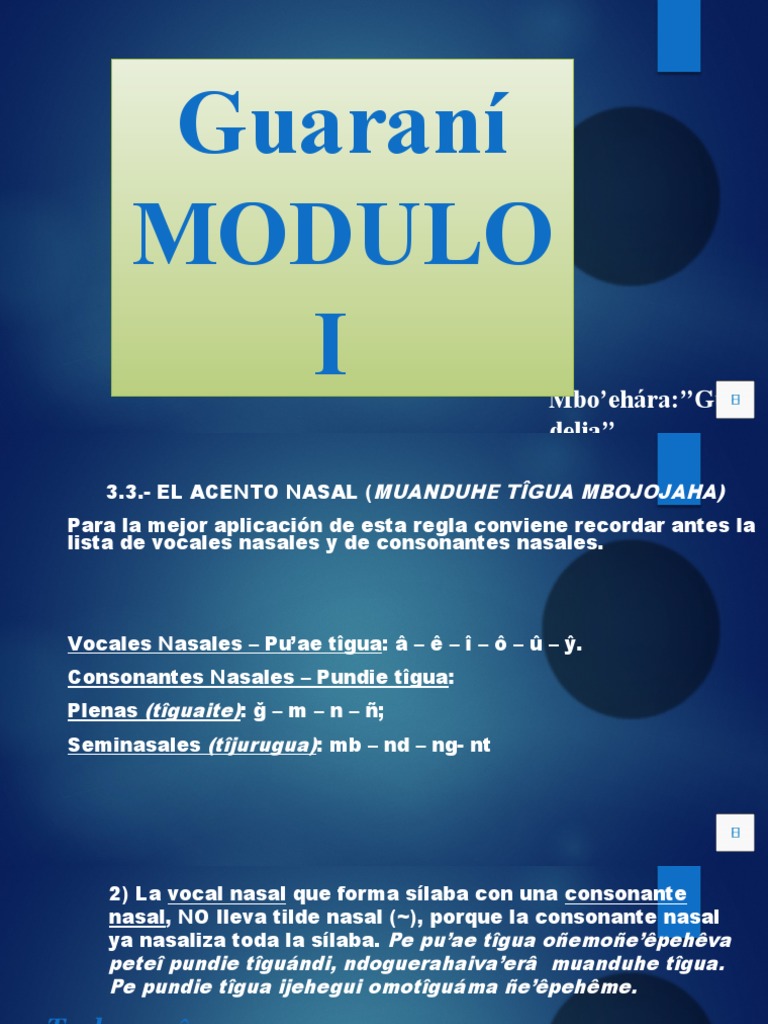Acento Nasal Guaraní Mod.i Inicial 2021 | PDF
