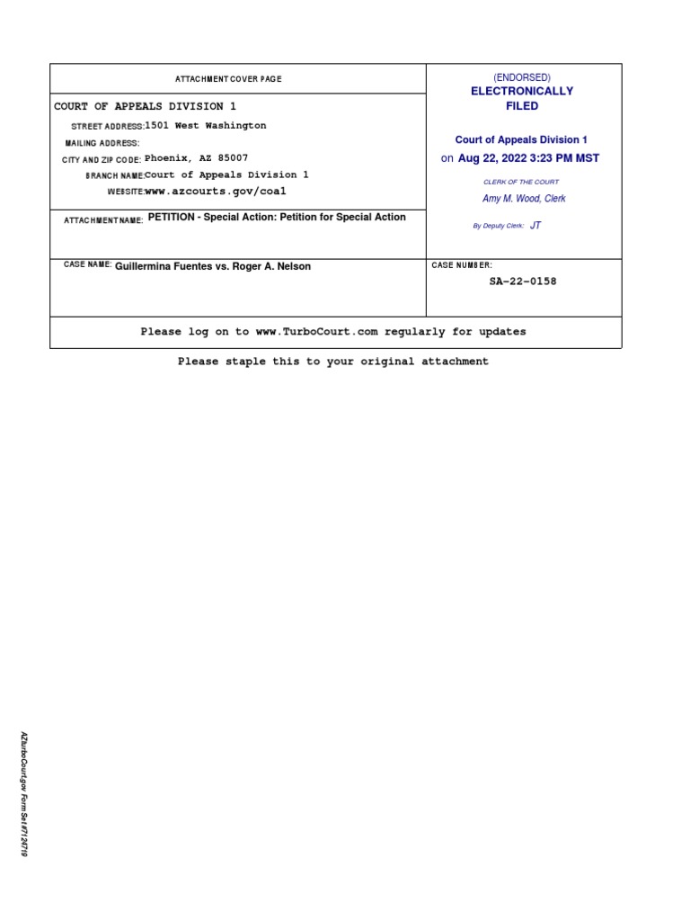 Arizona Appeals Court Special Action Petition | PDF | Continuance | Government
