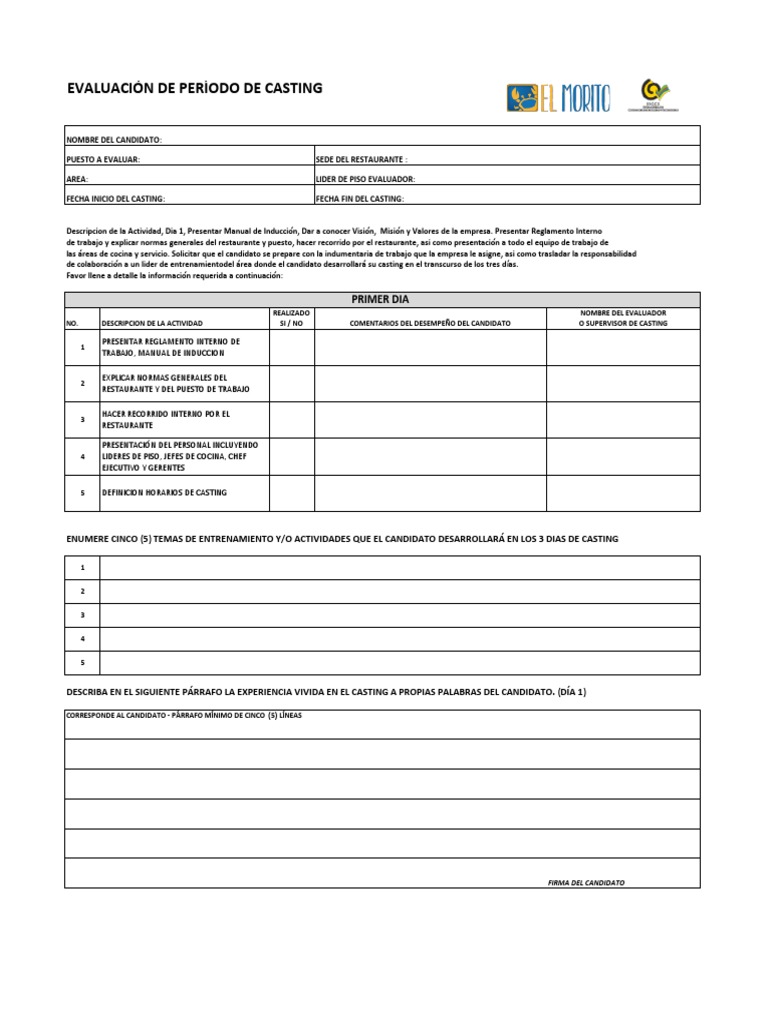 Evaluacion Casting 2022 | PDF