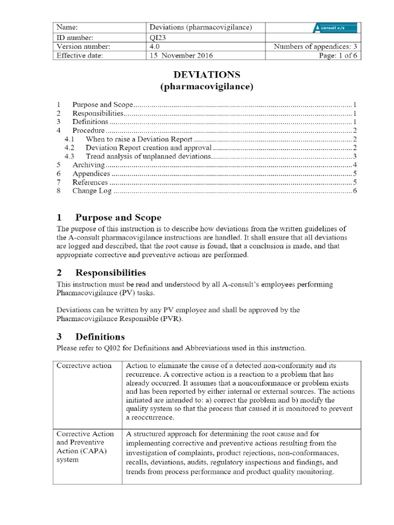 DEVIATIONS (Pharmacovigilance) - PDF | PDF