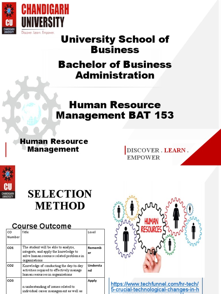 University School of Business Bachelor of Business Administration Human ...