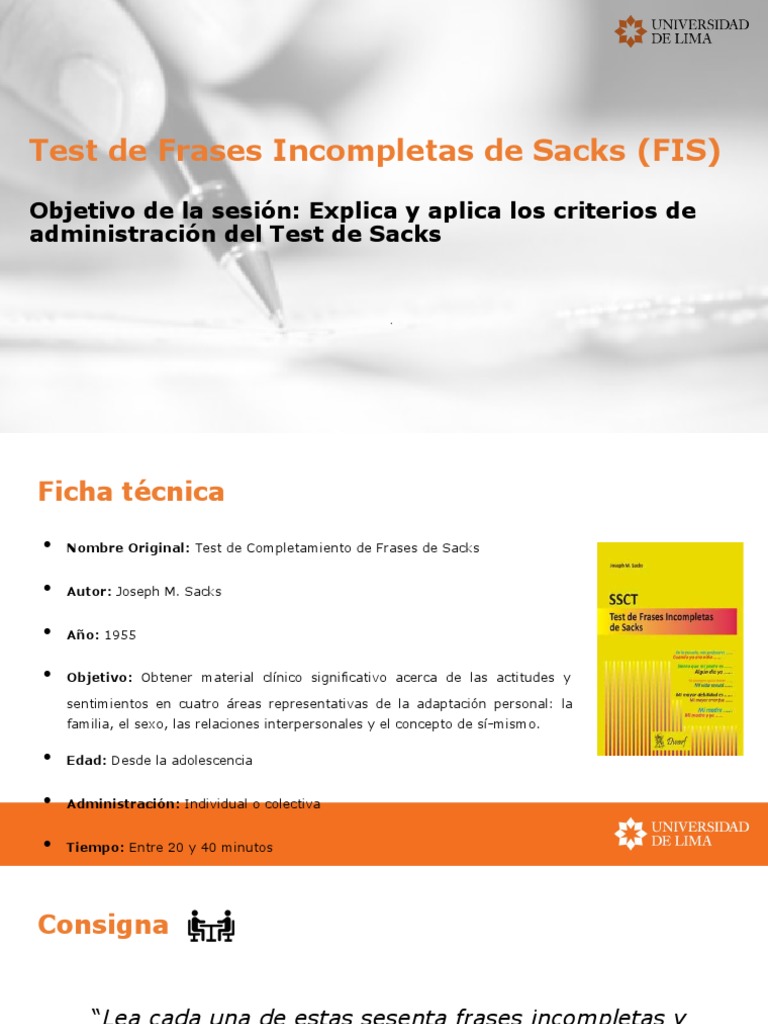 Test de Frases Incompletas de Sacks | PDF | Sicología | Conceptos ...