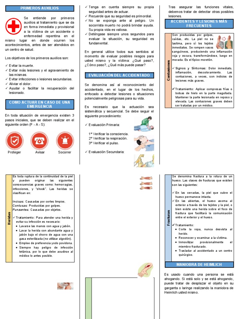 Triptico Primeros Auxilios | PDF | Primeros auxilios | Herida