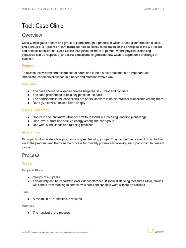 Tool: Case Clinic: Purpose | PDF | Leadership | Cognition