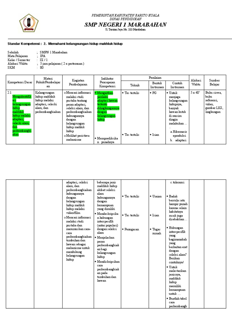 SILABUS IPA Kelas IX | PDF | Sains & Matematika