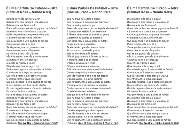 His7 04und 01 Uma Partida de Futebol Letra | PDF | Futebol | Variantes ...