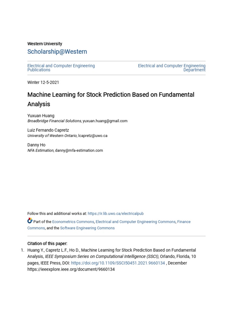 Machine Learning For Stock Prediction Based On Fundamental Analys | PDF ...