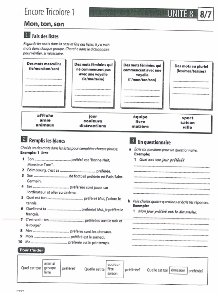 Encore Tricolore Part 2 | PDF