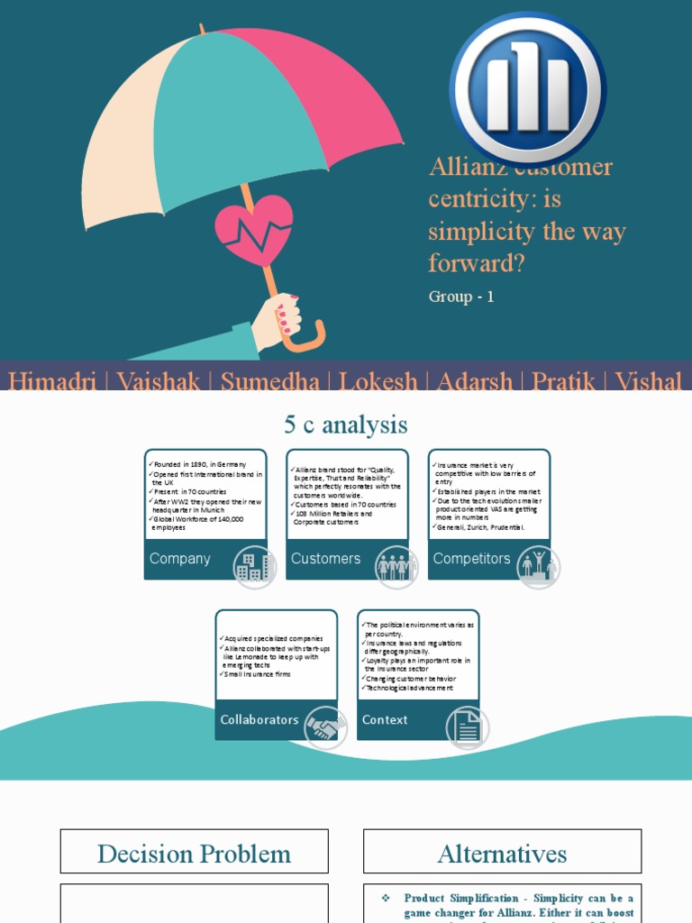 Allianz Customer Centricity: Is Simplicity The Way Forward?: Group - 1 ...