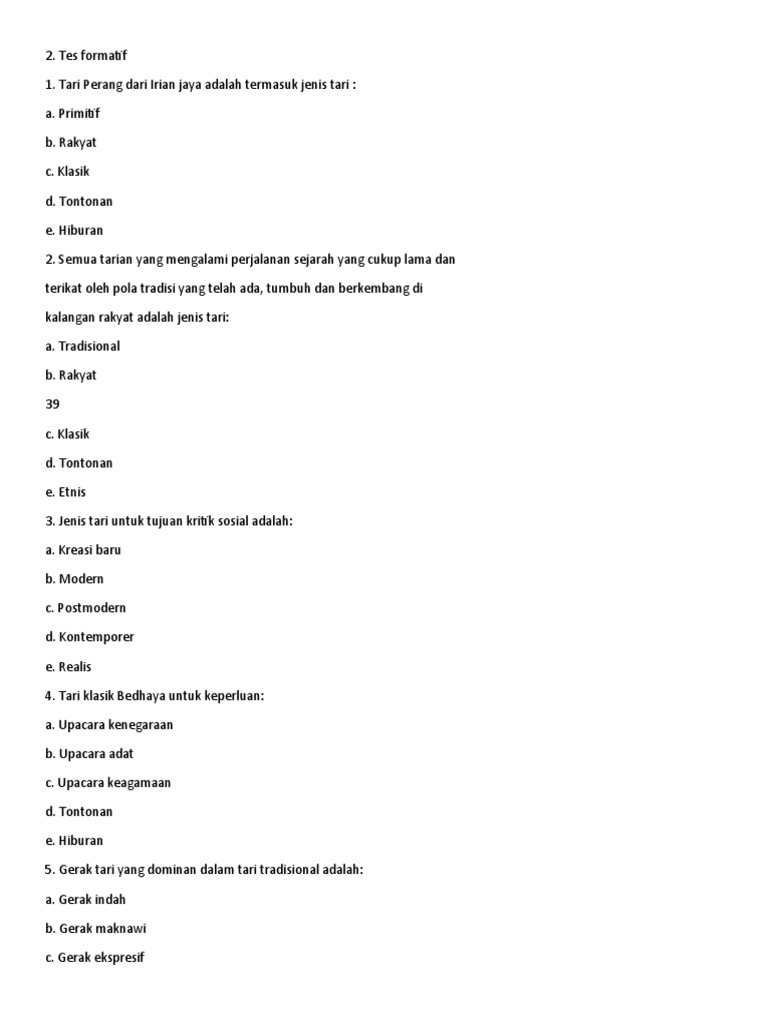 Soal Modul 3 Seni Tari | PDF | Seni & Disiplin Bahasa | Seni