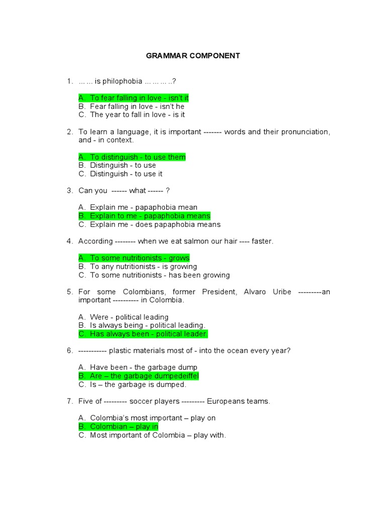Grammar Component | PDF