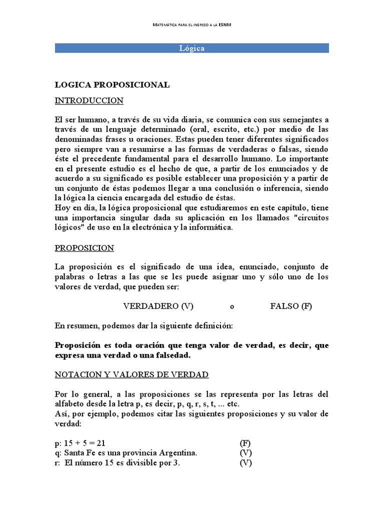 Proposiciones Lógicas y Compuestas | PDF | Proposición | Si y solo si