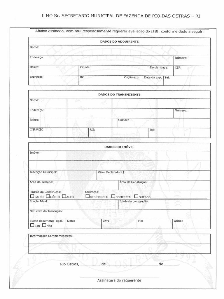 Formulario Itbi | PDF