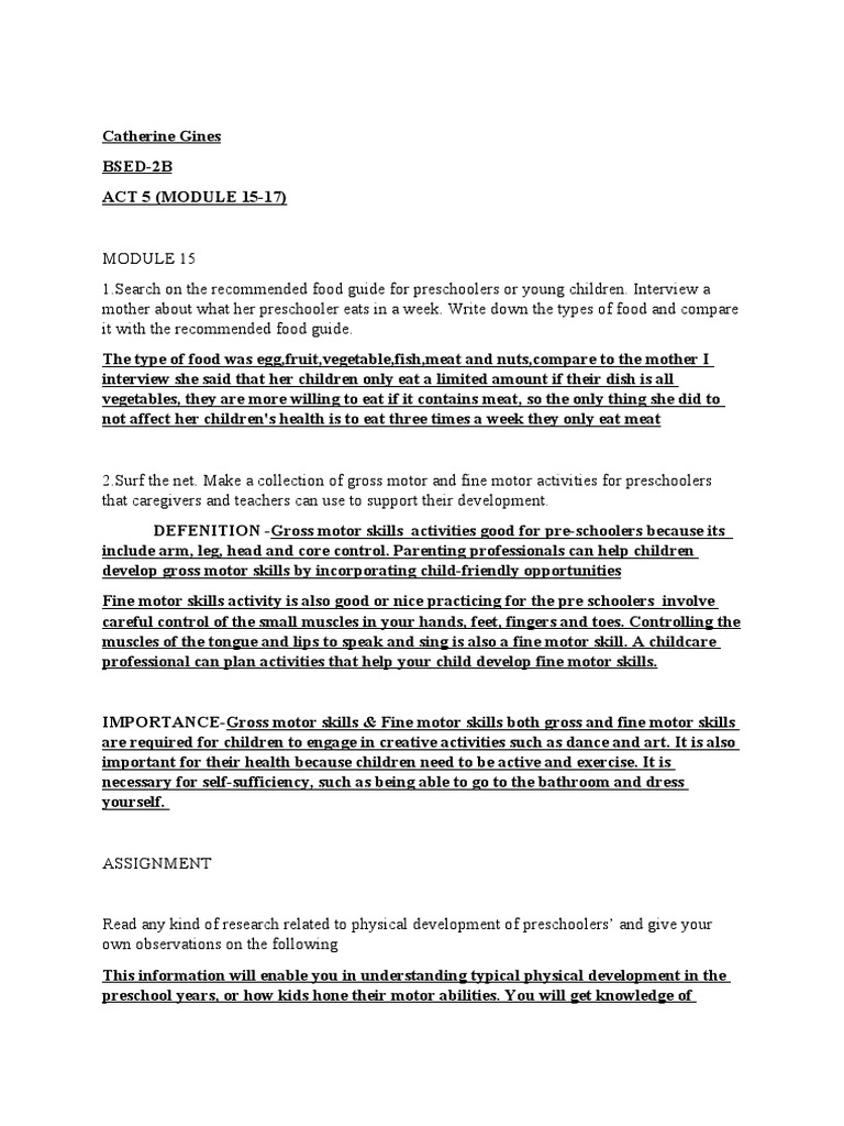 Prof Ed 1 - Act 5 (Module 15-17) - Gines C. | PDF | Preschool | Testimony