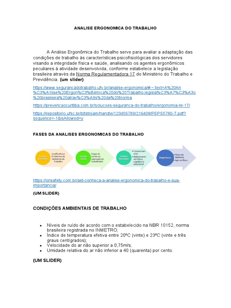 Analise Ergonomica Do Trabalho | PDF Analise Ergonomica Do Trabalho | PDF
