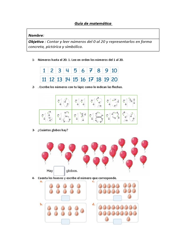 Contar y leer números del 0 al 20 | PDF