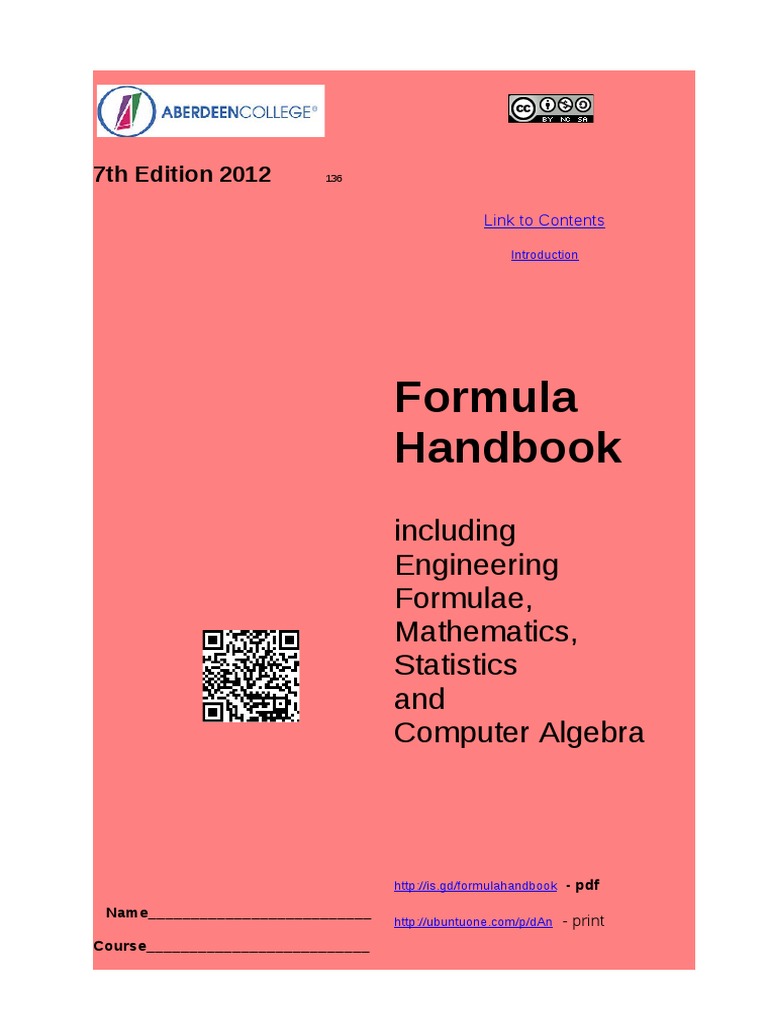 Formula Handbook: Including Engineering Formulae, Mathematics ...