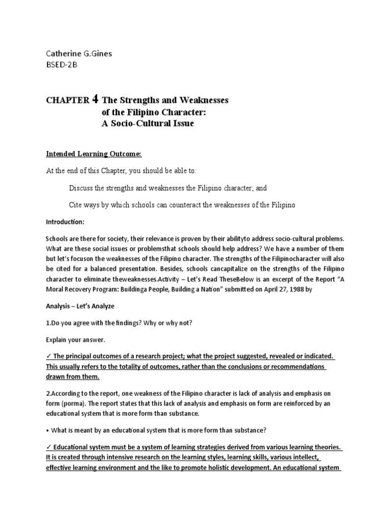 CHAPTER 4 The Strengths and Weaknesses - WPS Office Catherine Gines | PDF | Teachers | Learning