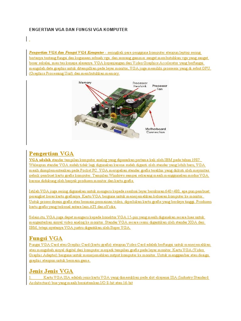 Tentang VGA Dan Fungsi VGA Di Komputer | PDF | Game & Aktivitas | Komputer