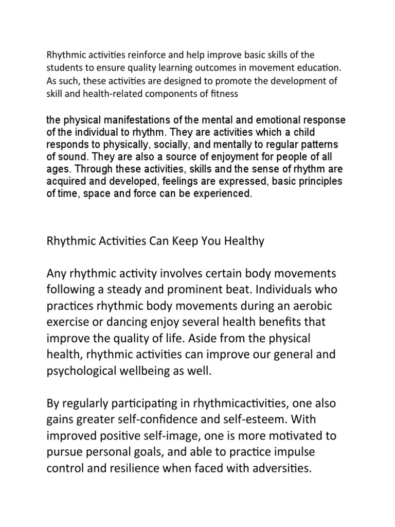 Benefits of Rhythmic Activities in PE | PDF