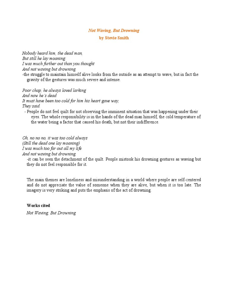 Not Waving, But Drowning | PDF