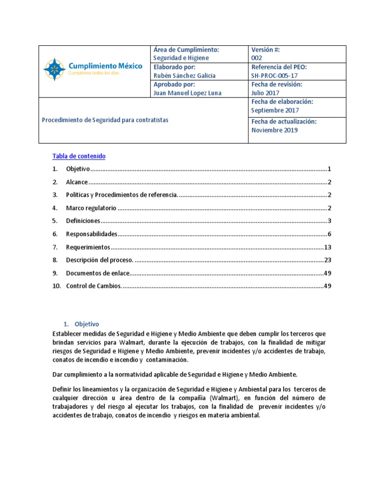 12 SH-PROC-005-19 Procedimiento de Seguridad para Contratistas ...