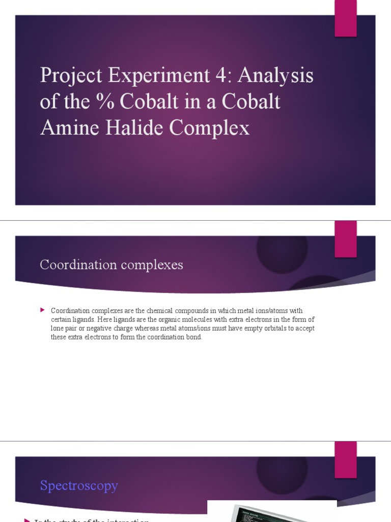 Project Experiment 4: Analysis of The % Cobalt in A Cobalt Amine Halide Complex | PDF ...
