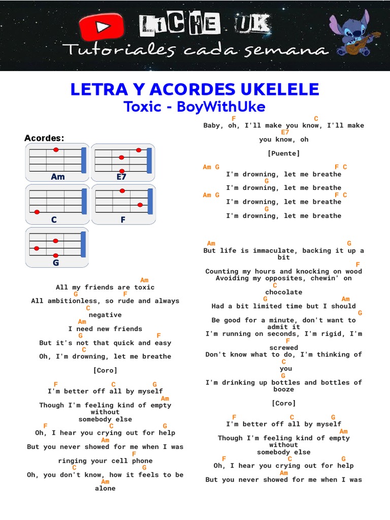Toxic - BoyWithUke. Letra y Acordes UKELELE | PDF