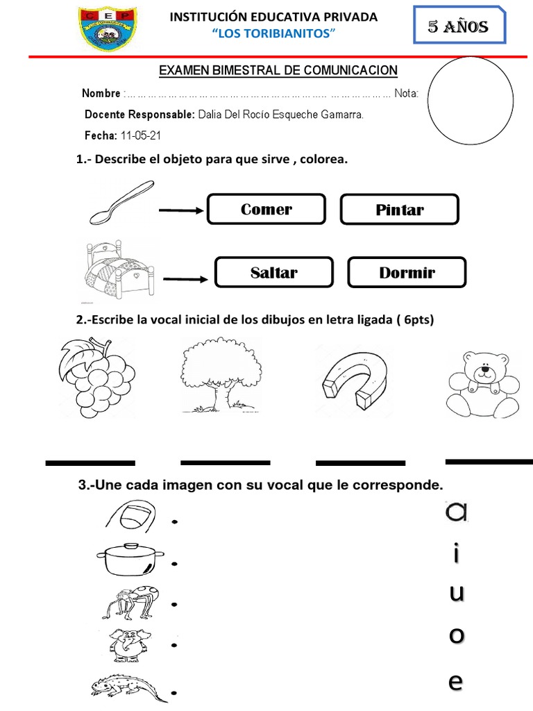 EXAMEN BIMESTRAL DE COMUNICACION 5años | PDF EXAMEN BIMESTRAL DE COMUNICACION 5años | PDF