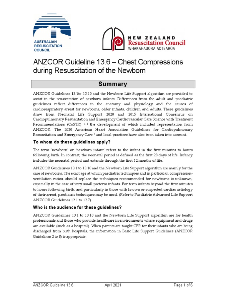 Newborn Chest Compression Guidelines | PDF | Cardiopulmonary ...