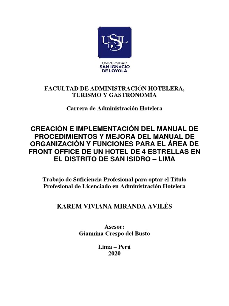 2020 - Miranda Avilés | PDF | Hotel | Business