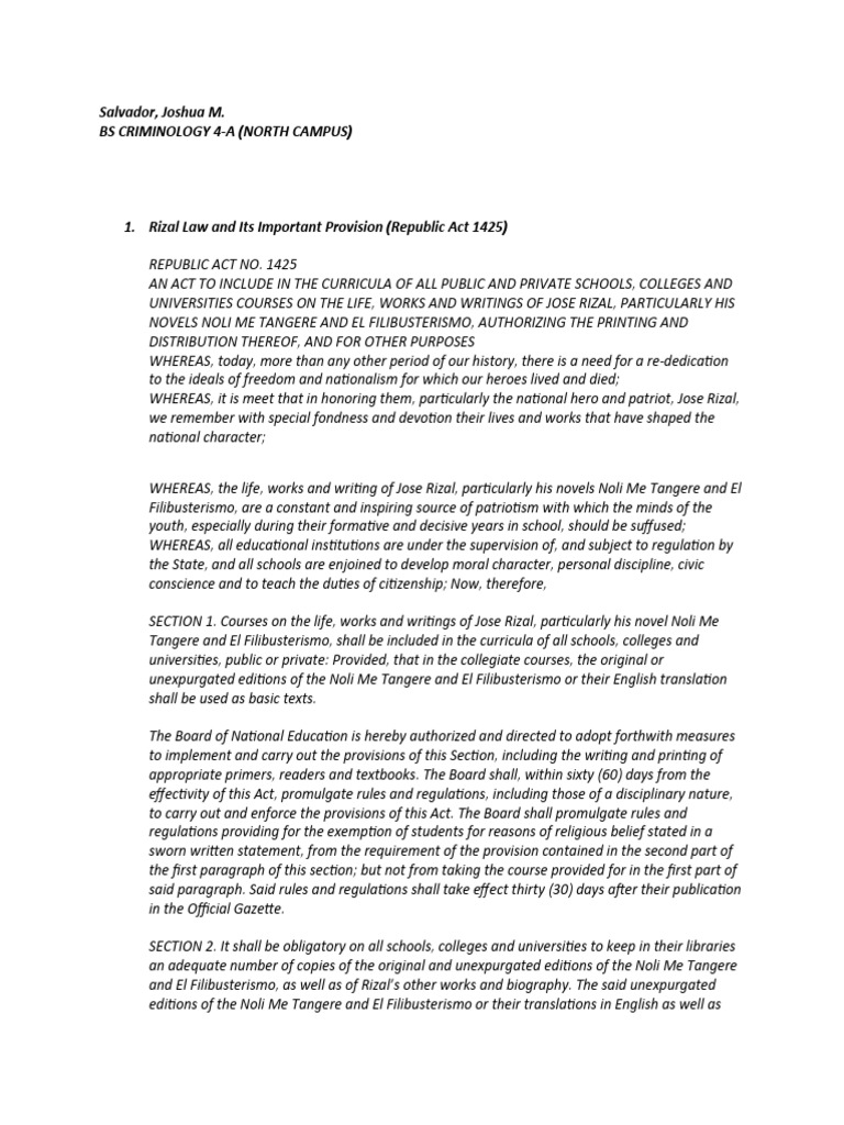 Salvador, Joshua M. Bs Criminology 4-A (North Campus) | PDF
