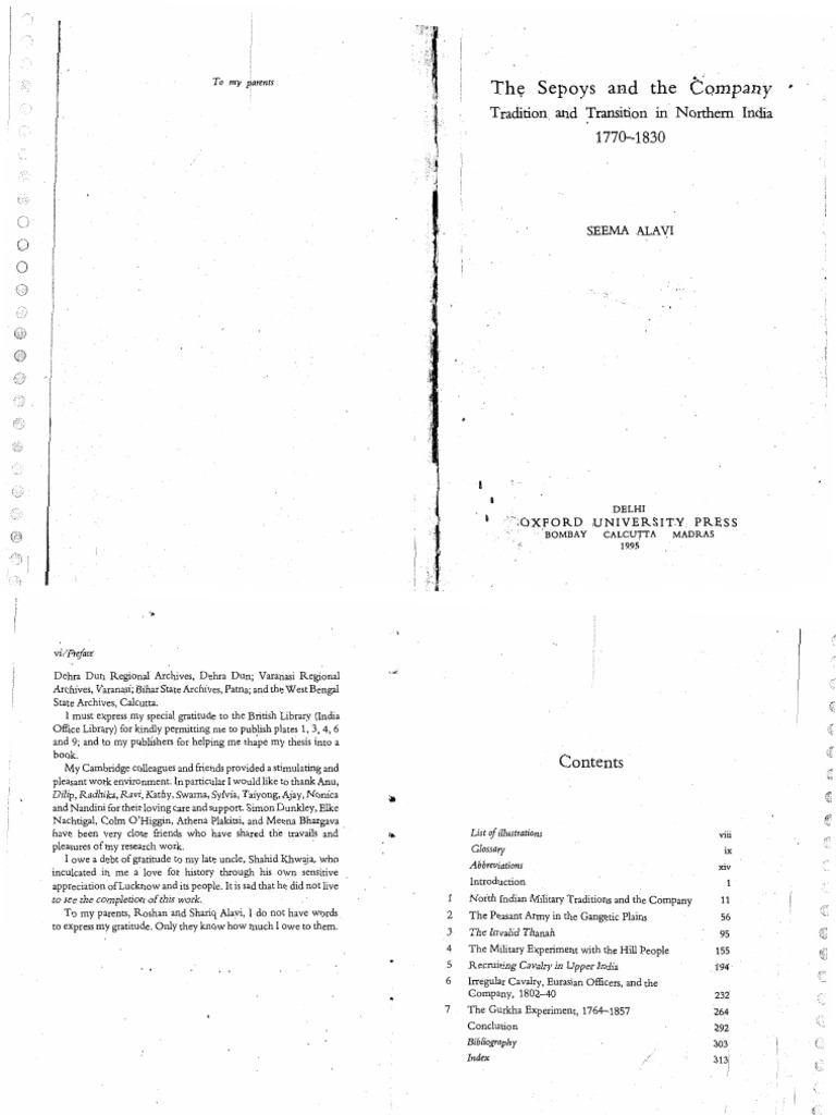 Seema Alavi The Sepoys and The Company, OUP (1998) | PDF