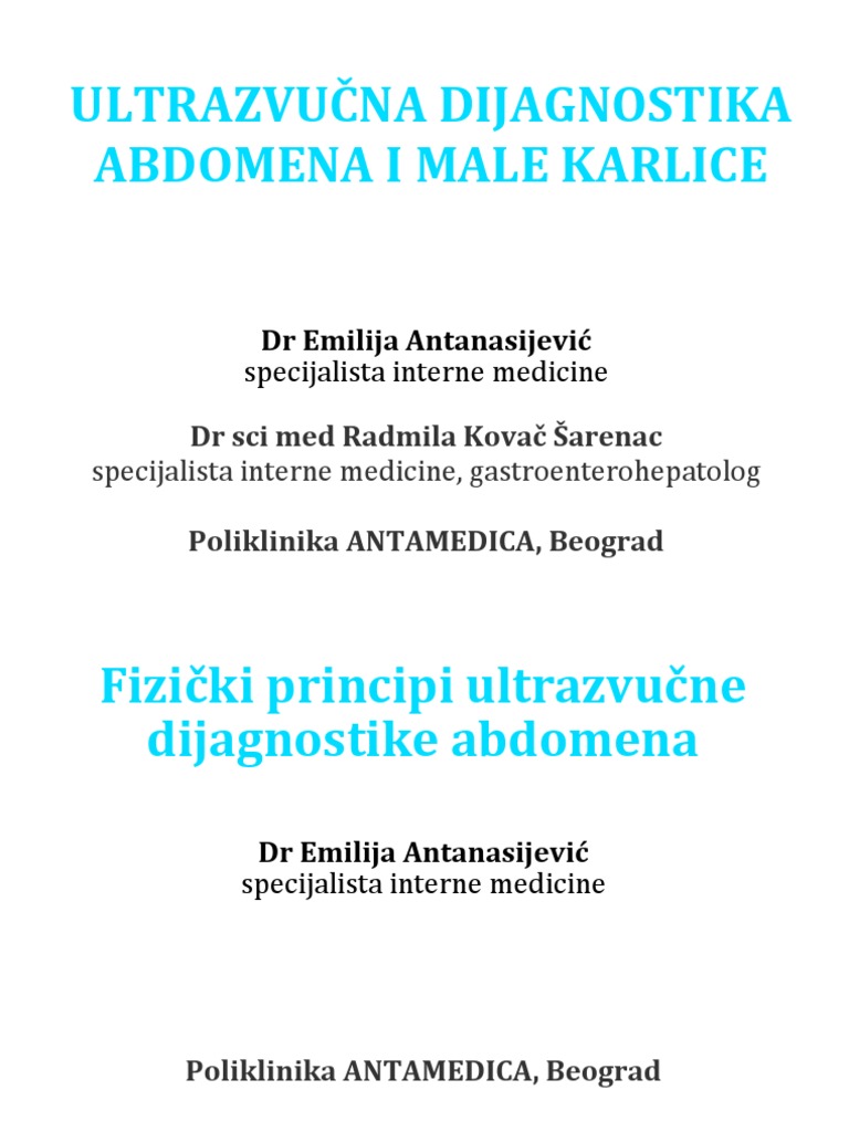 Ultrazvuk Abdomena I Male Karlice | PDF