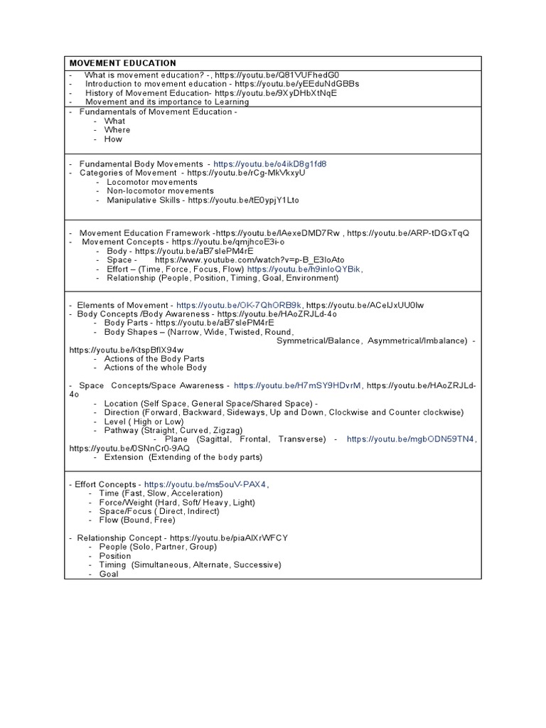 Movement Education Overview and Concepts | PDF | Technology & Engineering