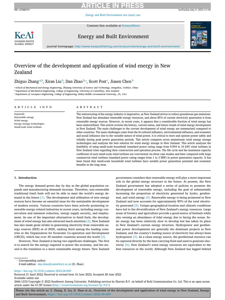 Energy and Built Environment: Zhiguo Zhang, Xiran Liu, Dan Zhao, Scott Post, Jiasen Chen | PDF ...