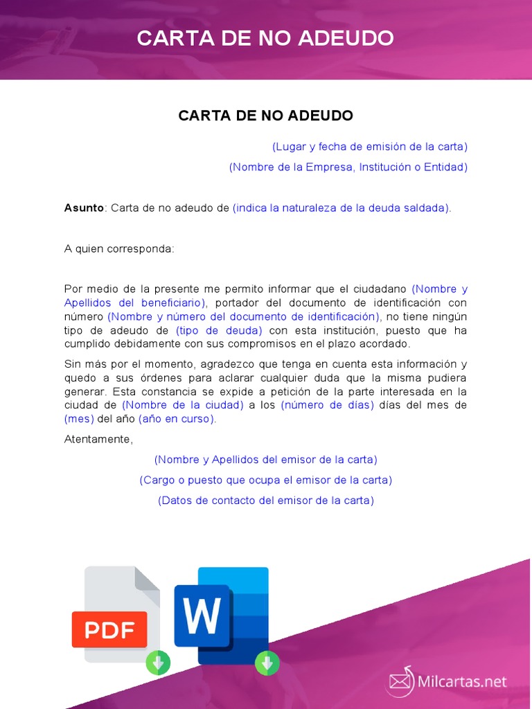 Carta de No Adeudo | PDF