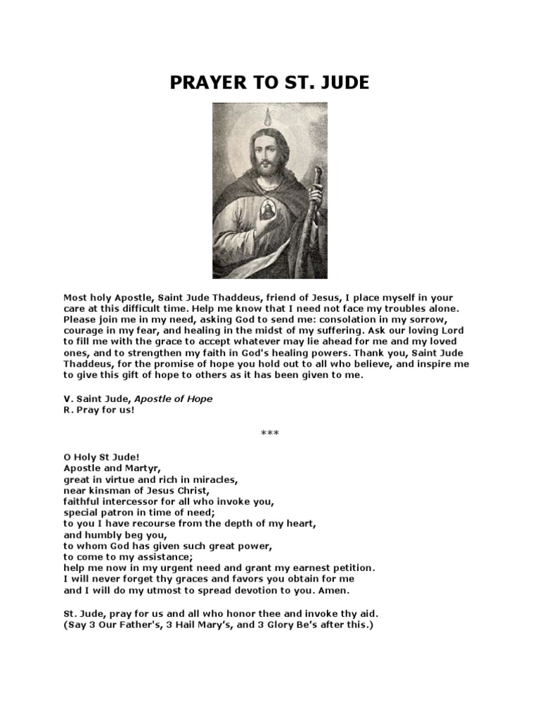 Prayer To St. Jude Thaddeus | PDF