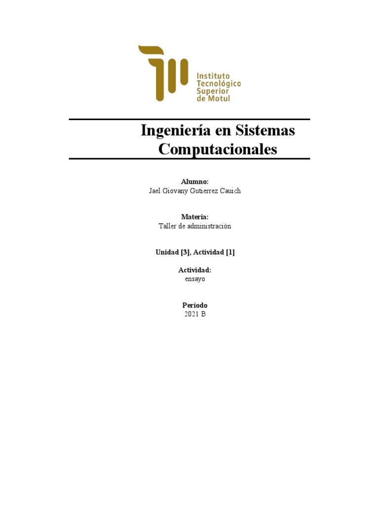 Ensayo Unidad 3 Act 1 | PDF