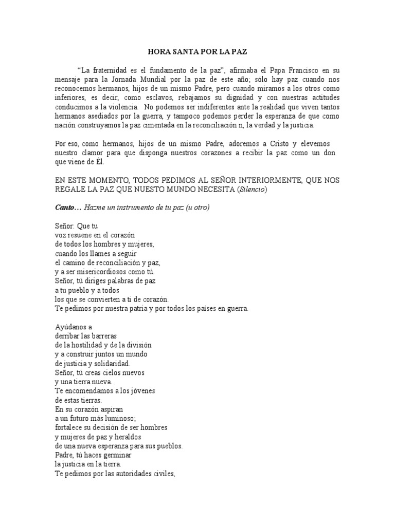 Hora Santa Por La Paz | PDF | Oración | Paz