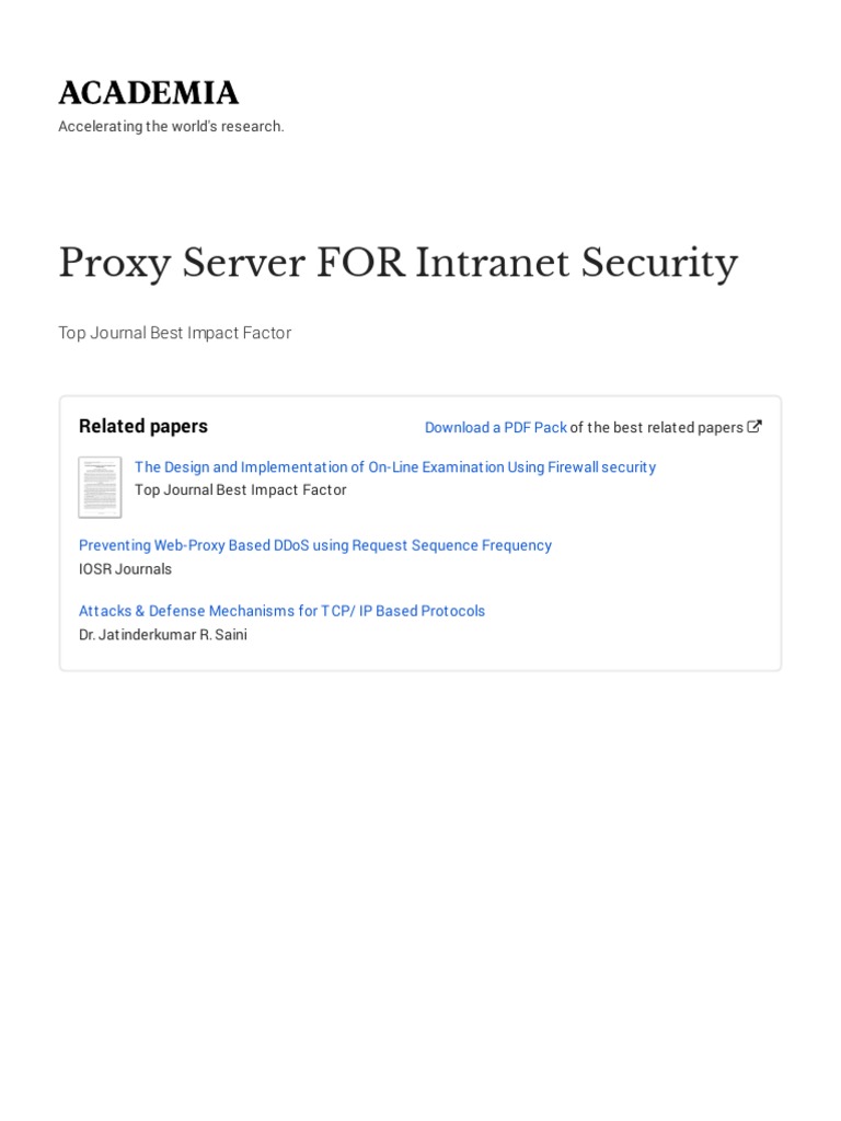 2 Proxy Server For Intranet Security Pdf Proxy Server Hypertext Transfer Protocol 
